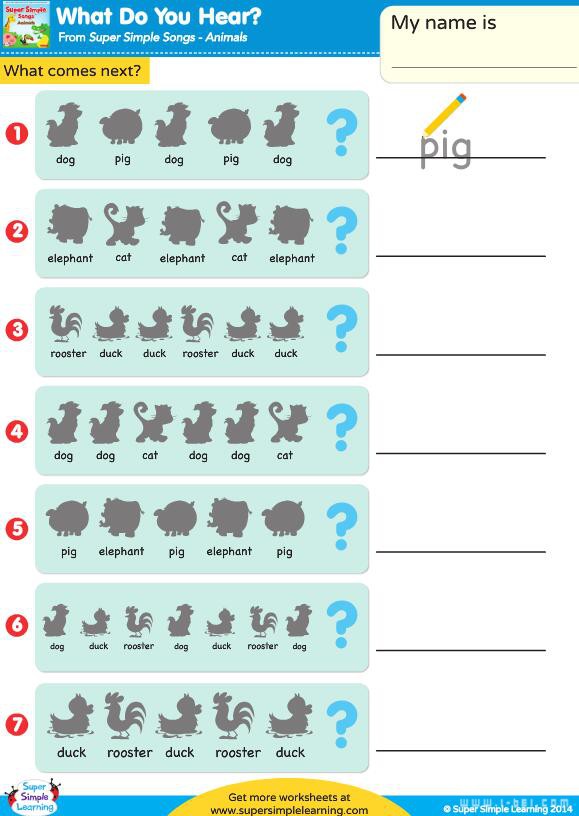 最新Super Simple Songs worksheet-level1-4 超清PDF百度网盘下载打印 - 爱贝亲子网