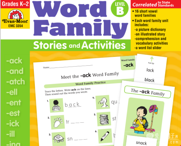 Evan Moor, Word Family Stories and Activities, Level B高清原版PDF版 - 爱贝亲子网